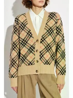 Burberry Checked Cashmere Cardigan