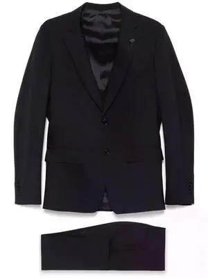 LARDINI Brooch-detail Suit - Blue