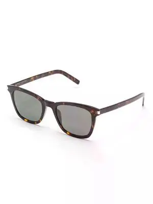 Saint Laurent Tortoiseshell Effect Square Frame Sunglasses