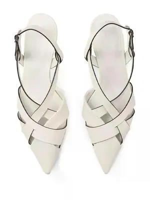 SCAROSSO Leather Slingback Pumps - Neutrals