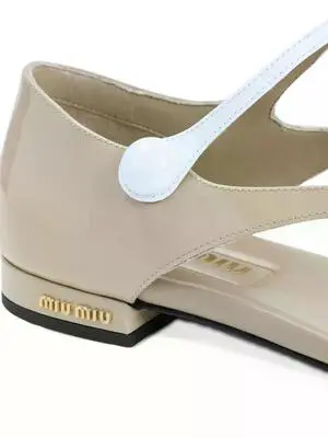 Miu Miu Open-toe Leather Flat Sandals With Side Button Fastening