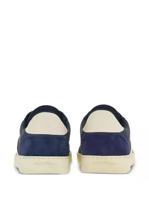 FERRAGAMO Logo-debossed Leather Sneakers - Blue