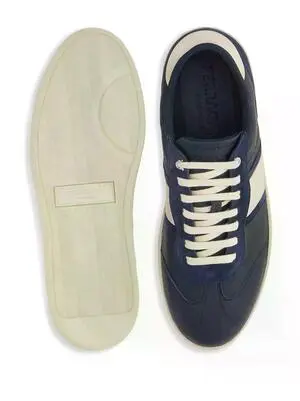 FERRAGAMO Logo-debossed Leather Sneakers - Blue
