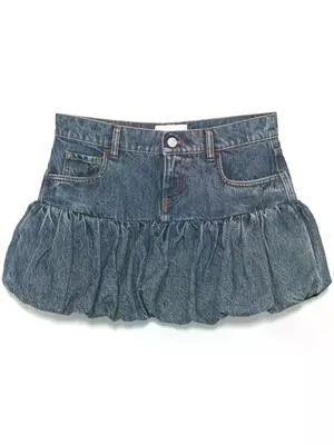 Coperni Gathered-hem Denim Mini Skirt