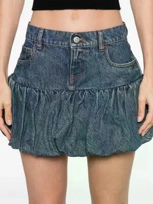 Coperni Gathered-hem Denim Mini Skirt