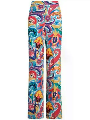Etro Floral-print Silk Palazzo Pants