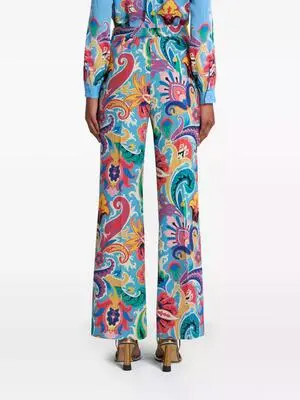 Etro Floral-print Silk Palazzo Pants