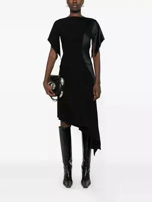 MUGLER Pleated Asymmetric Midi Dress