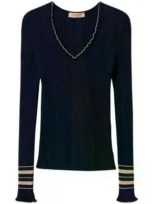 TWINSET Ribbed-knit Jumper With Metallic Detailing