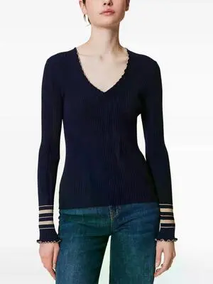 TWINSET Ribbed-knit Jumper With Metallic Detailing