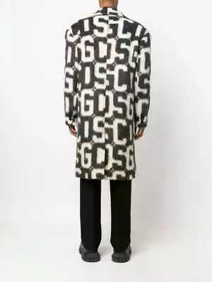 Gcds Monogram-print Single-breasted Coat