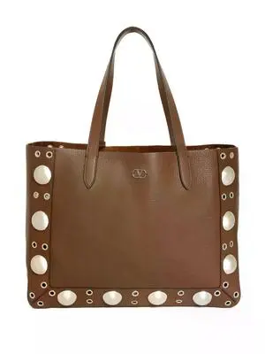 Valentino Garavani Leather Tote Bag - Brown