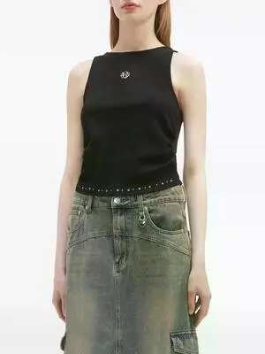 MUSIUM DIV. Ribbed Cropped Tank Top With Logo Plaque