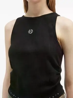 MUSIUM DIV. Ribbed Cropped Tank Top With Logo Plaque
