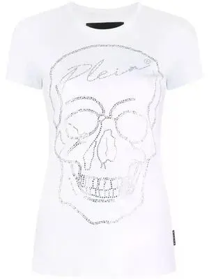 Philipp Plein Skull Motif Rhinestone-embellished T-shirt - White