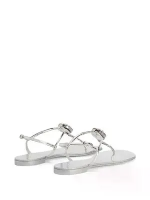 GIUSEPPE ZANOTTI Anthonia Metallic-effect Flat Sandals - Silver