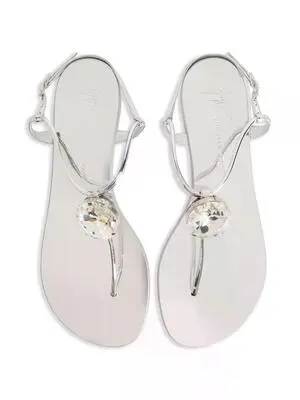 GIUSEPPE ZANOTTI Anthonia Metallic-effect Flat Sandals - Silver