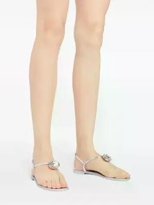 GIUSEPPE ZANOTTI Anthonia Metallic-effect Flat Sandals - Silver