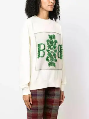 BARRIE Cashmere/cotton Logo Patch Sweatshirt - Neutrals
