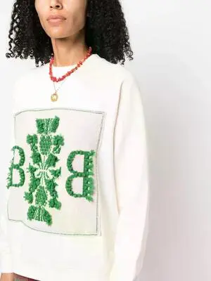 BARRIE Cashmere/cotton Logo Patch Sweatshirt - Neutrals