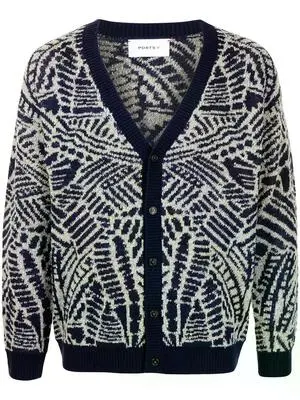 PORTS V Abstract Pattern Print Cardigan
