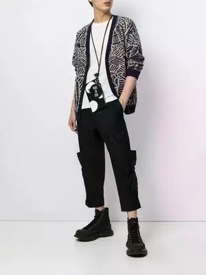 PORTS V Abstract Pattern Print Cardigan