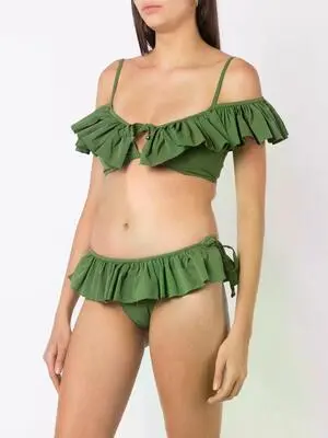 AMIR SLAMA Ruffle-detail Cold-shoulder Bikini