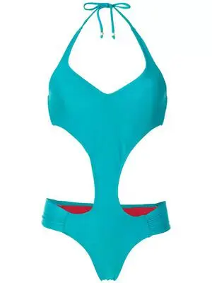 AMIR SLAMA Draped Cut-out One-piece - Blue