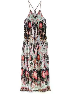 Farm Rio Pleated Sleeveless Midi Dress