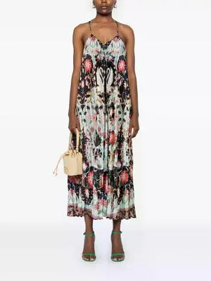 Farm Rio Pleated Sleeveless Midi Dress