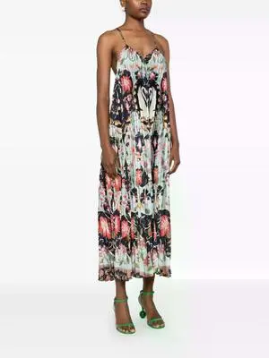 Farm Rio Pleated Sleeveless Midi Dress