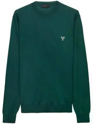 Prada Logo-embroidered Wool Jumper - Green