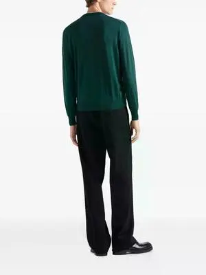 Prada Logo-embroidered Wool Jumper - Green