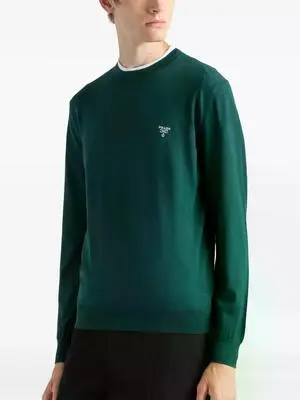 Prada Logo-embroidered Wool Jumper - Green