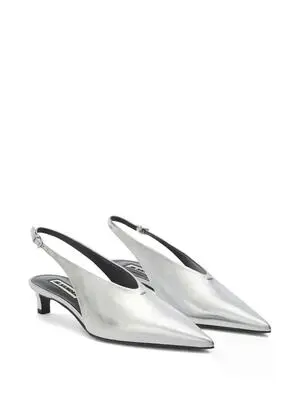 JIL SANDER Metallic Slingback Kitten Heel Pumps