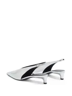 JIL SANDER Metallic Slingback Kitten Heel Pumps