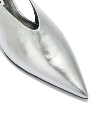 JIL SANDER Metallic Slingback Kitten Heel Pumps