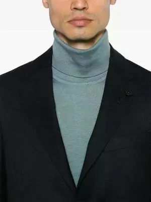 LARDINI Brooch-detail Blazer - Blue