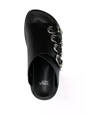 Toga Western-buckle Leather Slides