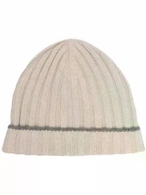 Brunello Cucinelli Ribbed Cashmere Beanie - Neutrals