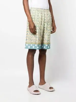 Versace Allover Silk Shorts - Blue