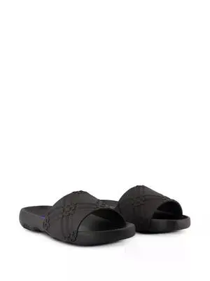 Burberry Embossed Check Dive Slides - Black