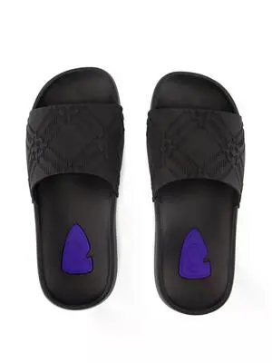 Burberry Embossed Check Dive Slides - Black