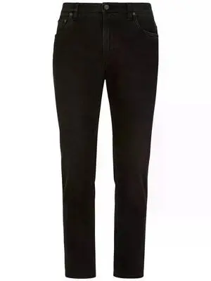 Dolce & Gabbana Tapered-leg Jeans With Logo Appliqu - Black