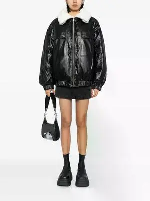 B+AB Faux-leather Jacket With Shearling Collar