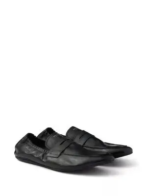 Prada Deconstructed Leather Loafers - Black