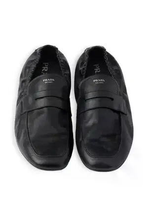 Prada Deconstructed Leather Loafers - Black