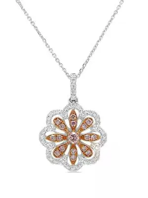 HYT JEWELRY Platinum Diamond Floral Necklace - Silver