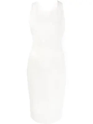 YVES SALOMON Ribbed Cross-strap Midi Dress - White