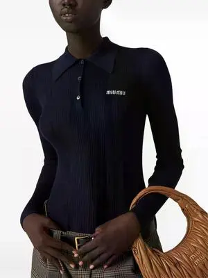Miu Miu Cashmere And Silk Knit Polo Shirt